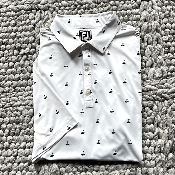 FootJoy | Shirts | Footjoy White Golf Print Athletic Fit Polo | Poshmark
